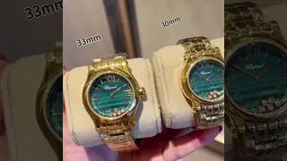 33mm Green Malachite Dial Ladies Watch Floating Diamonds Roman Markers Gold Steel Bracelet Wholesale
