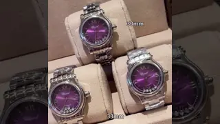 30mm Purple Dial Ladies Watch Floating Diamonds Roman Markers Stainless Steel Bracelet Wholesale OEM