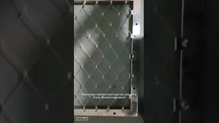 Framed stainless steel wire rope mesh, specifically designed for guardrail infill.