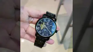 Black Moon Phase Automatic Watch Roman Numeral Dial