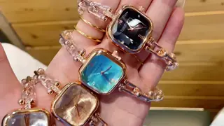 Square Crystal Ladies Watch Multi Color Dial Rose Gold Diamond Bracelet Factory Wholesale OEM