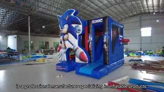 Blue Inflatable Castle with Slide for Kids Parties