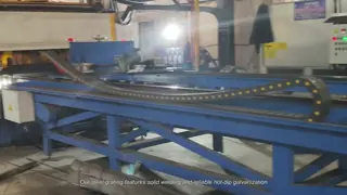 Steel grating is currently being manufactured in the factory workshop.