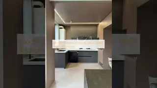 Modern Charcoal Grey and Wood Kitchen Cabinet Design