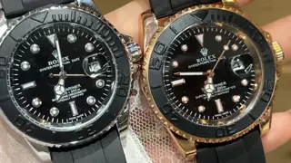 Two Submariner Watches Rubber Strap Silver & Gold