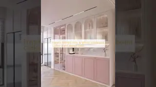 French Arched Pink & White Sideboard Coffee Bar Cabinet Unit