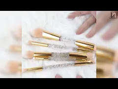 5pcs Double Ended Travel Makeup Brush Set Synthetic Hair With Transparent Glitter Handle