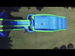 Giant Inflatable Water Slide 38m Long Green Fire Retardant PVC Customized