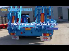4 Axle Low Bed Trailer Steel Frame High Tensile For Transporting Excavators