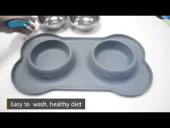 Double Pack Silicone Pet Supplies Stainless Steel Non Skidding Easy Clean