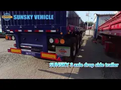 Semi Flatbed Trailer 3 Axle Drop Side High Tensile Steel 40ft For Dry Load