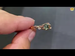 Round Moss Agate Jewelry Ring Sterling Silver Green Vintage For Women