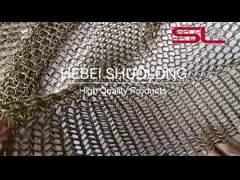 Stainless Steel Ring Mesh Curtain Plain Woven Golden For Decoration