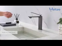 Matte Black Single Handle Basin Mixer Brass Modern Cold / Hot Water For Hotel