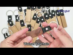 Leather Wooden Keychain Engraving Lightweight Customized Logo