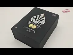 Magnet Luxury Cardboard Box Hot Stamping Black Square For Wine
