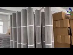 Polyester Cartridge Filter Element Cylindrical Thread Galvanized Reusable Pleated