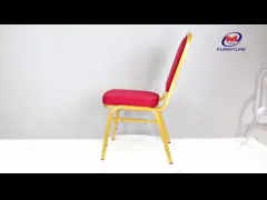 Aluminum Hotel Banquet Chair Round Back Gold Burgundy For Party Hall