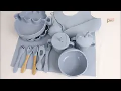 Food Grade Silicone Tableware Set Heat Resistant Tasteless With Bib