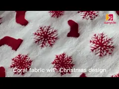 Red Foil Flannel Fleece Fabric 270GSM Warp Polyester For Christmas Garment