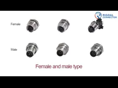 Copper M12 Waterproof Connector Male / Female IP67 PA66 Rear Mount