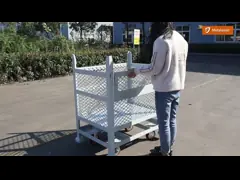 Warehouse Stillage Pallet Cage Trolley Rigid Mesh Stackable Steel With Wheels
