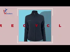 Full Zip Breathable Fleece Jacket Long Sleeve High Collar Black For Women