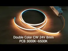 Dimmable LED COB Light 2 Color 24V 8mm Width PCB Waterproof