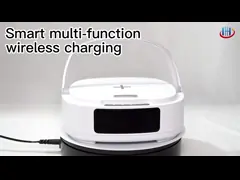 Bluetooth Qi Wireless Charger Clock Alarm Speaker LED Lamp Fast Multifunctional