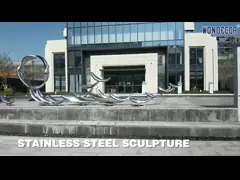 Abstract Fish Casting Stainless Steel Sculpture Outdoor For School