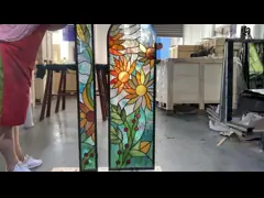 Decorative Stained Glass Panel Solid Customized For Entry Door