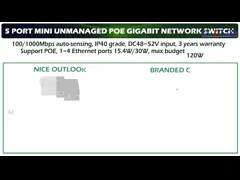 Unmanaged Industrial Network Switch 5 Port Gigabit Ethernet DIN Rail Mounted