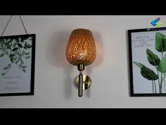 Bamboo Woven Rattan Wall Lights Hanging Decoration For Corridor