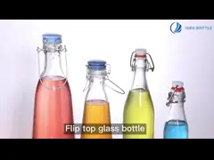 Juice Glass Bottles 12 Oz Flip Top Lightweight With Hermetic Lids