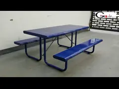 Steel Outdoor Picnic Tables Surface Mounted / Free Standing With Two Benches