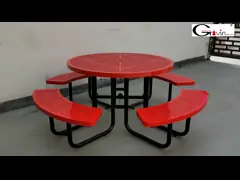 Round Outdoor Picnic Tables 1980mm Dia Perforated Steel With 4 Bench
