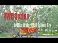 Twd200 Portable Water Well Drilling Rig Four Wheel Trailer Mounted Hydraulic Rotation