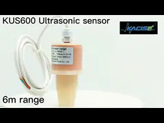 The KUS600 ultrasonic sensor made of PVDF/PTFE materials is used for distance and liquid level measurement.