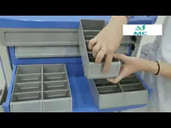 Silver Trolley For Hospital Usage Medicine Trolley Cart With 3-5 Drawers Plastic