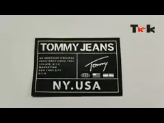 Raised White Logo Taffeta OEKO Custom Neck Labels Silk Printing Silicon