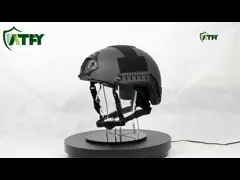 PE / Aramid Reliable FAST Bulleproof Helmet Fitted With Multiple Accessories Black / Green NIJ IIIA