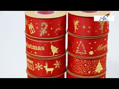 gold foil printed christmas ribbon red personalised christmas ribbon