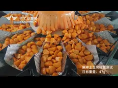 Spicy Potato Cubes Weighing Packing Machine Full Automatic 14 Head Hopper Multihead Weigher