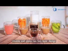 350 ml di borosilicato a doppia parete di vetro Tazze da tè e caffè con copertura in bambù