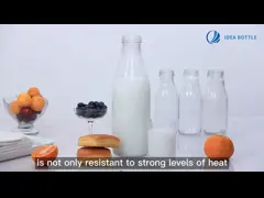 recyclable glass milk jug bottle 500ml with straw hole aluminum lid