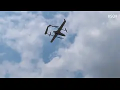 Sistema UAV di volo e atterraggio per droni a ala composita a lunga durata