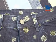 flower printed denim twill fabric stretch raw material for women jeans fashion