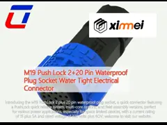 m19 push lock 2+20 pin waterproof plug socket water tight electrical connector