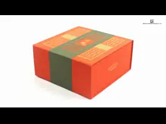 recycled orange folding magnetic gift box customize logo color printing wholesale