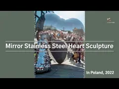3.5m high mirror stainless steel sculpture love me hand forging